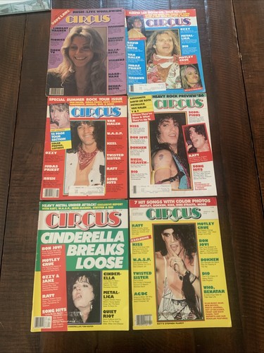 Circus Magazine 1986 & 1977 Lot Of 6 Very Good Posters Kiss Ozzy Rush ...