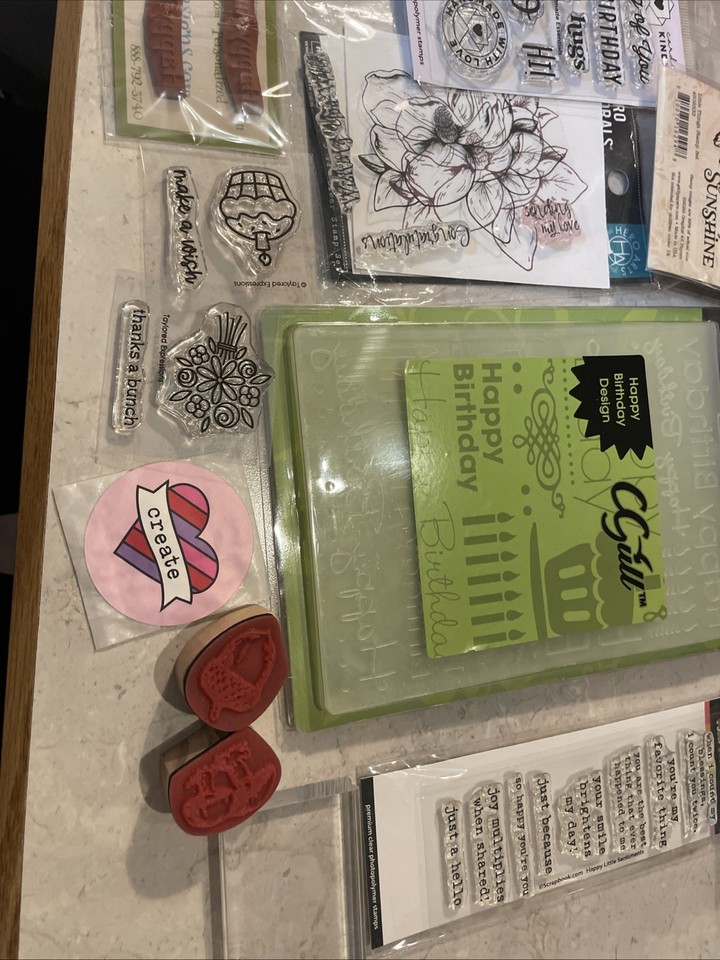 HUGE LOT 17 Items CLEAR & CLING STAMPS- SCRAPBOOKING, CARD MAKING ...