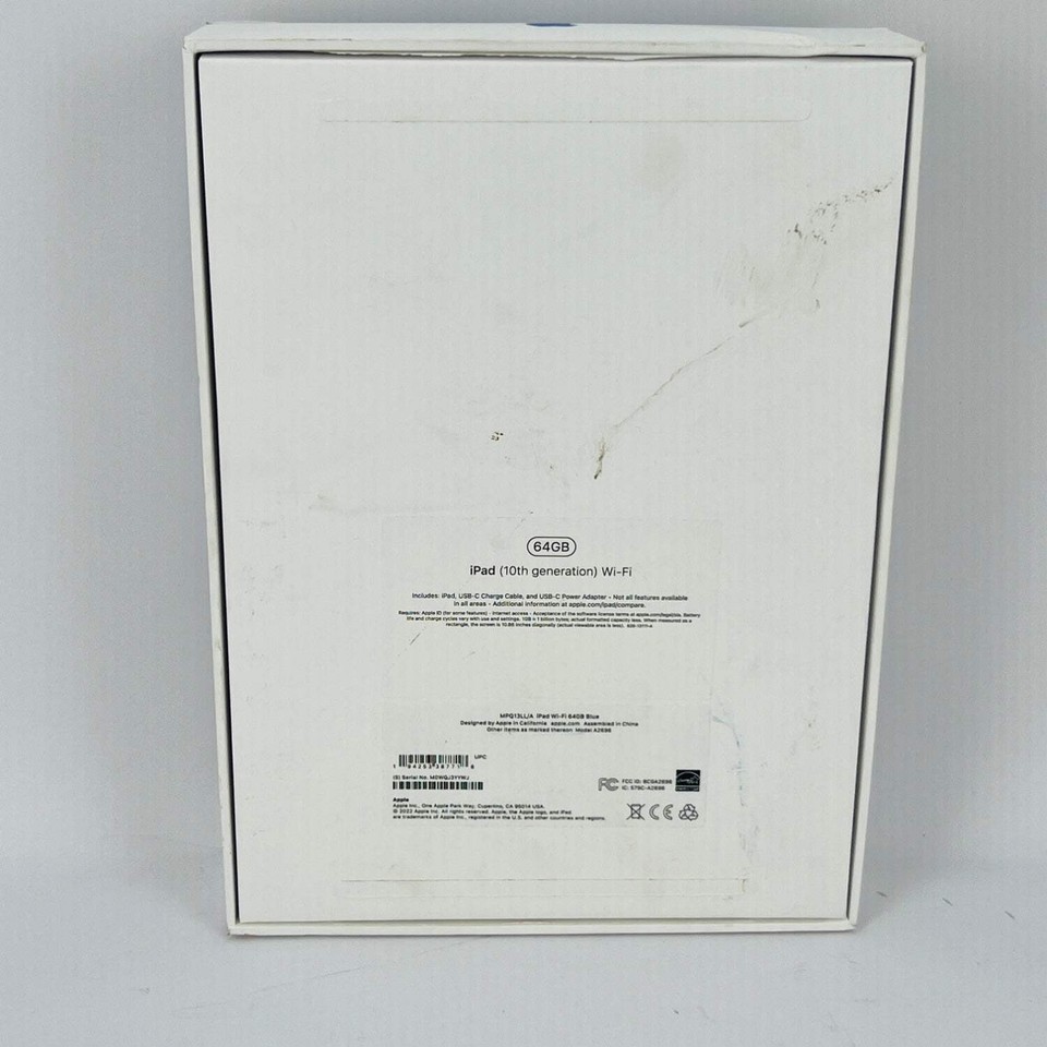 Wi-Fi Only Apple iPad 10th Gen 64GB 18.6 Blue MPQ13LL/A | eBay
