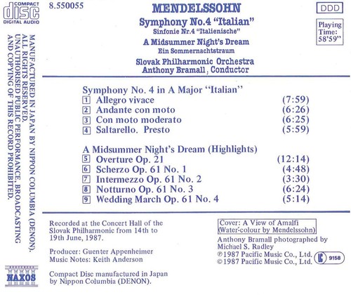 Anthony Bramall Mendelssohn: Symphony No. 4 / A Midsummer Night'S Dream ...