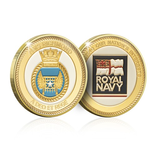 Royal Navy Memorabilia Gifts Collection Gold Spoof Coin Medal - HMS ...