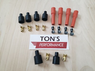 Universal 4 Cylinder Orange Rubber Spark Plug Boot Kit Steel & Brass ...
