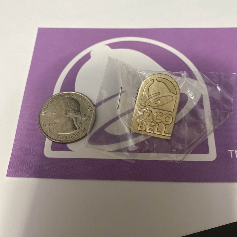 Taco Bell Live Mas Hat Tie Lapel Pin Mild Fire Hot Sauce Gold Logo ...