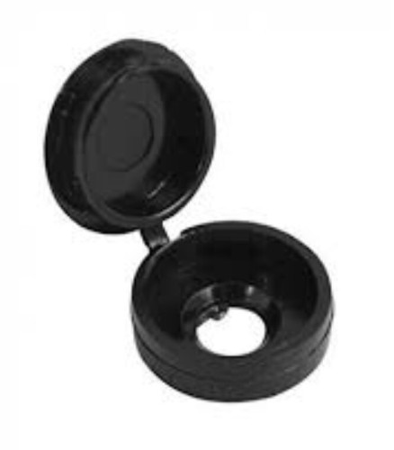 BLACK PLASTIC FOLD OVER HINGED SCREW COVER CAPS PACKS 10 TO 200 SMALL ...