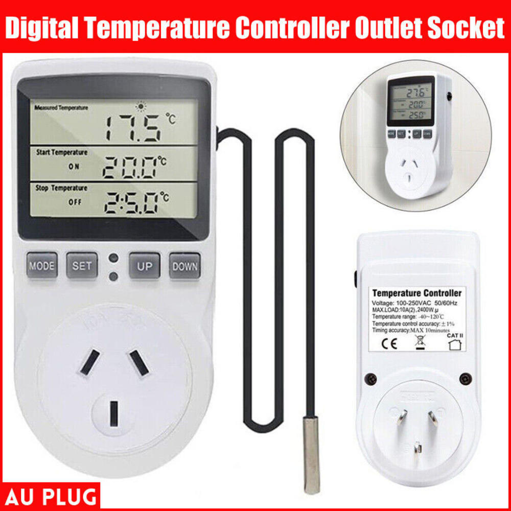 Digital Thermostat Electronic Temperature Controller Sensor Socket ...