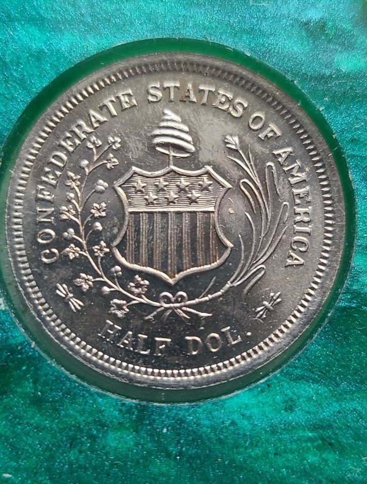 CONFEDERATE BASHLOW RESTRIKES:1861 SILVER HALF DOLLAR (1962) &1861 CENT ...