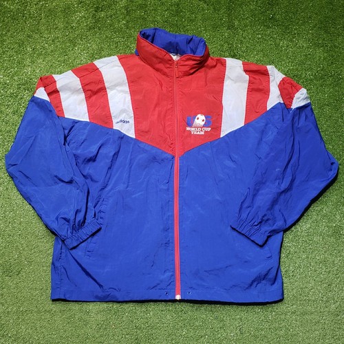 Vintage 90s Adidas United States World Cup Soccer Windbreaker Jacket ...