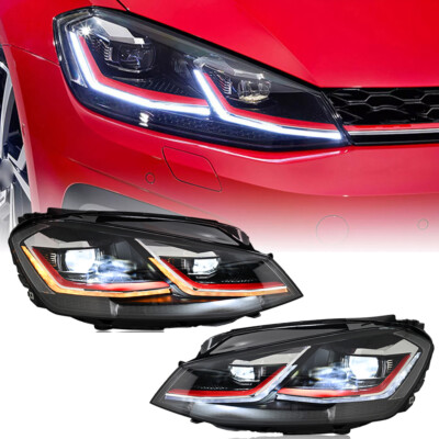 Full LED Projector Headlights For 2013-2018 MK7 VW Golf - RED ...