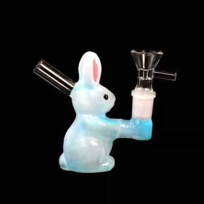 Mini Rabbit Glass Bong Water Pipes Hookah Smoking Shisha Tobacco 14mm ...
