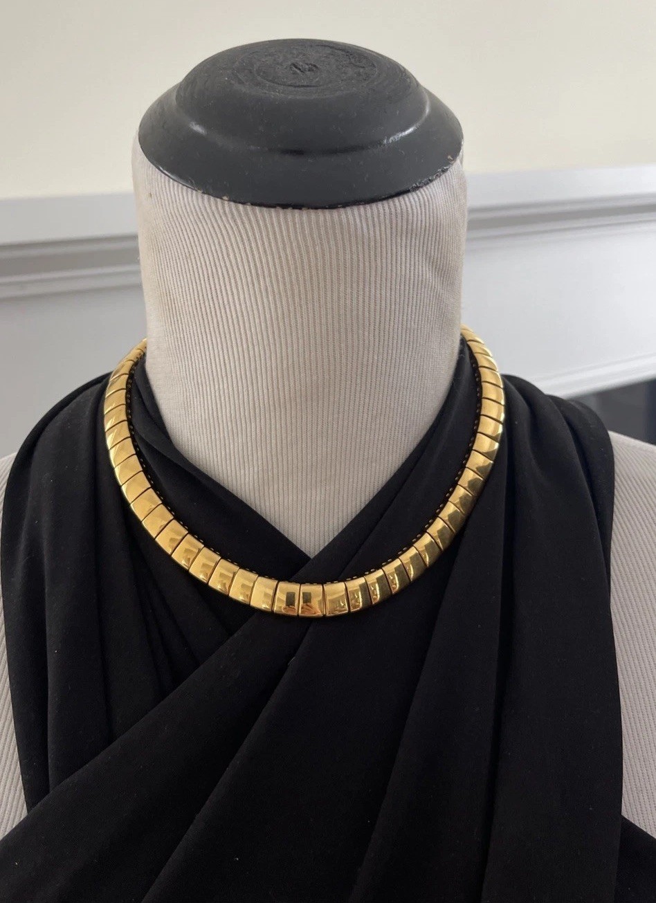 Vintage Napier Gold Tone Snake Panther Style Necklace… - Gem