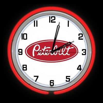 15" Peterbilt Sign Double Neon Clock Pete | eBay