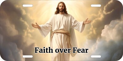 JESUS CHRISTIAN FAITH OVER FEAR PERSONALIZATION METAL LICENSE PLATE A ...