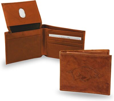 Arkansas Razorbacks Embossed Brown Leather Bifold Wallet | eBay