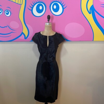 Escada Black Fur Front Jersey Back Cap Sleeve Dress | eBay