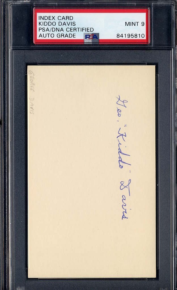 George Kiddo Davis PSA/DNA Certified Index Card Auto Grade Mint 9 New ...