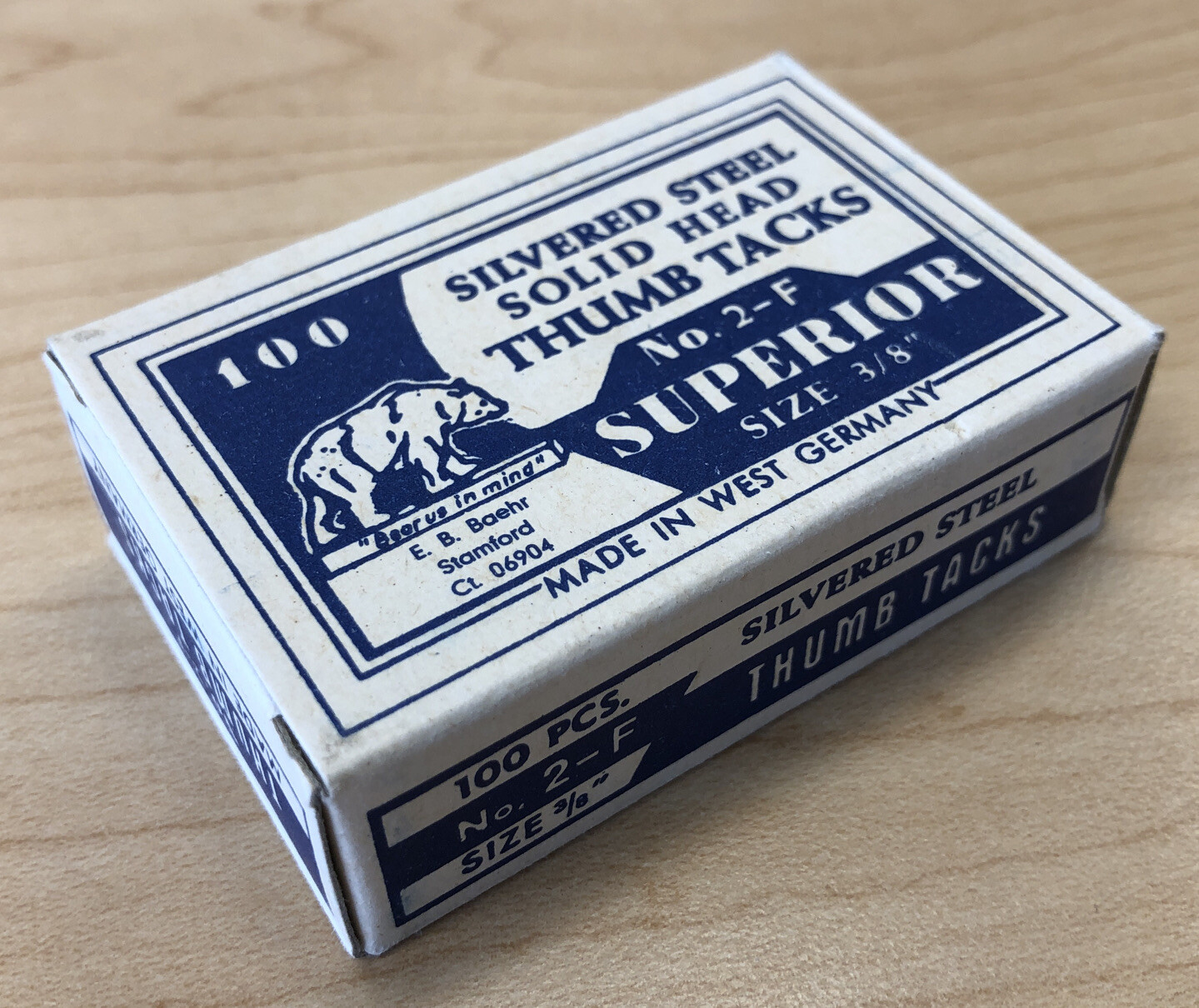 100pc VTG Bear Brand Made In Germany NO.2 Silvered Steel 3/8" Thumb ...