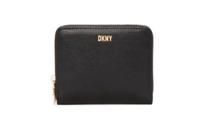 New DKNY Boxed Small Zip Around Wallet Leather Black | eBay
