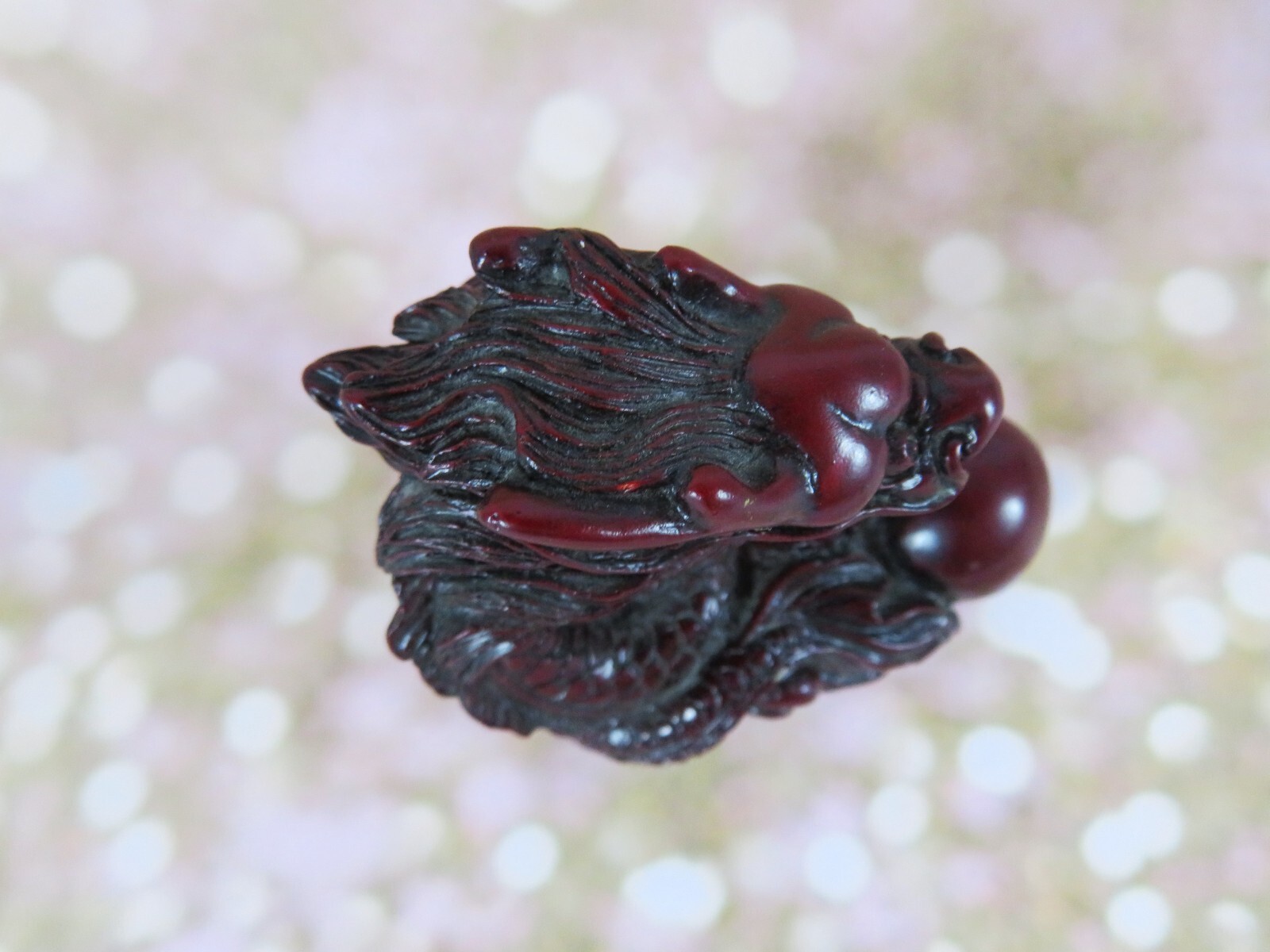 Mini Chinese Dragon Sculpture Red Resin Statue Feng Shui 2.25 Inches ...