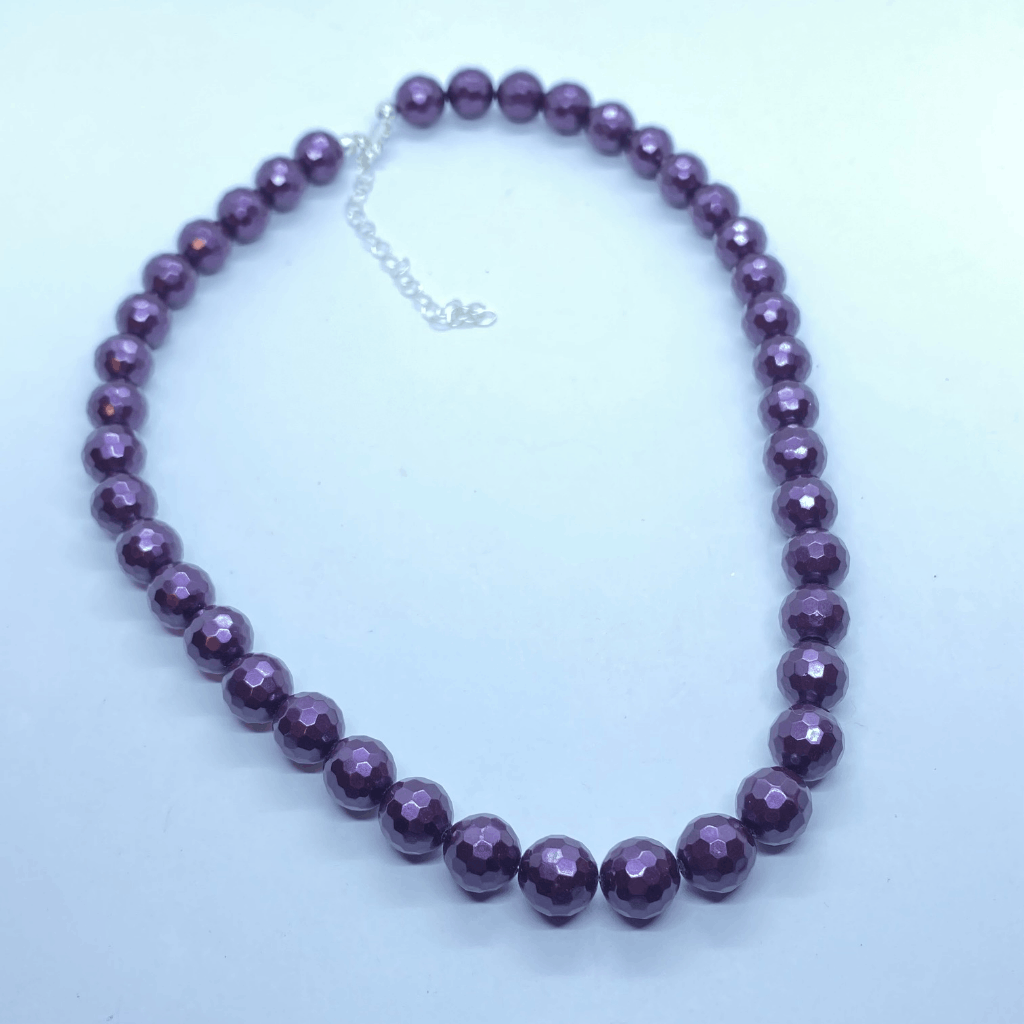 FAS Thai Signed 16-18" Deep Purple Beaded Necklace with 925 Sterling ...