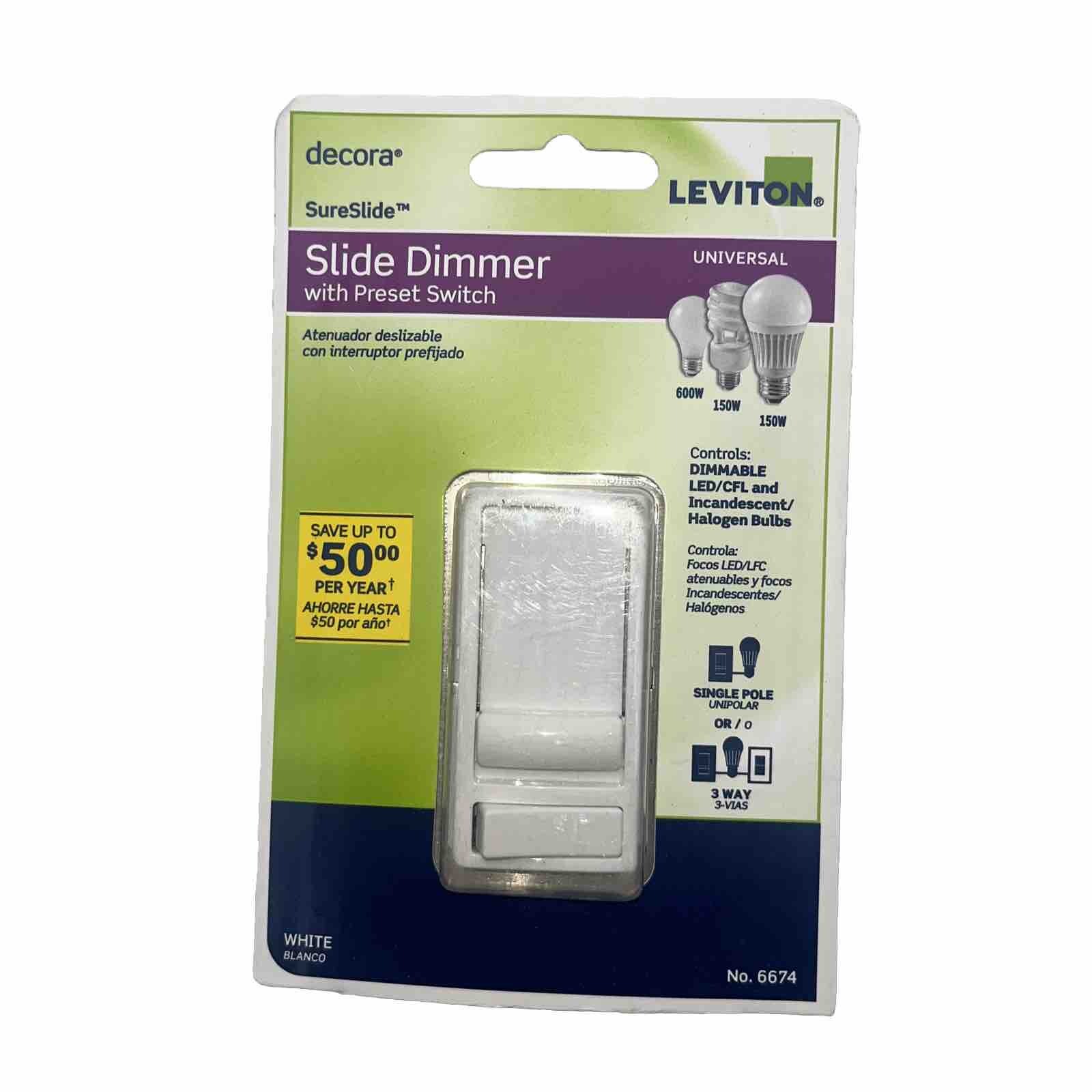 Leviton Decora Slide Universal Slide Dimmer switch White | eBay