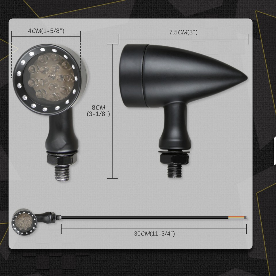 Motorcycle Bullet LED Turn Signal Light Red Amber Lamp For Yamaha Vmax ...