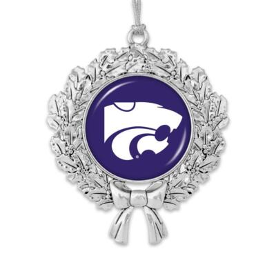 Kansas State Wildcats Purple Silver Wreath Christmas Ornament ...
