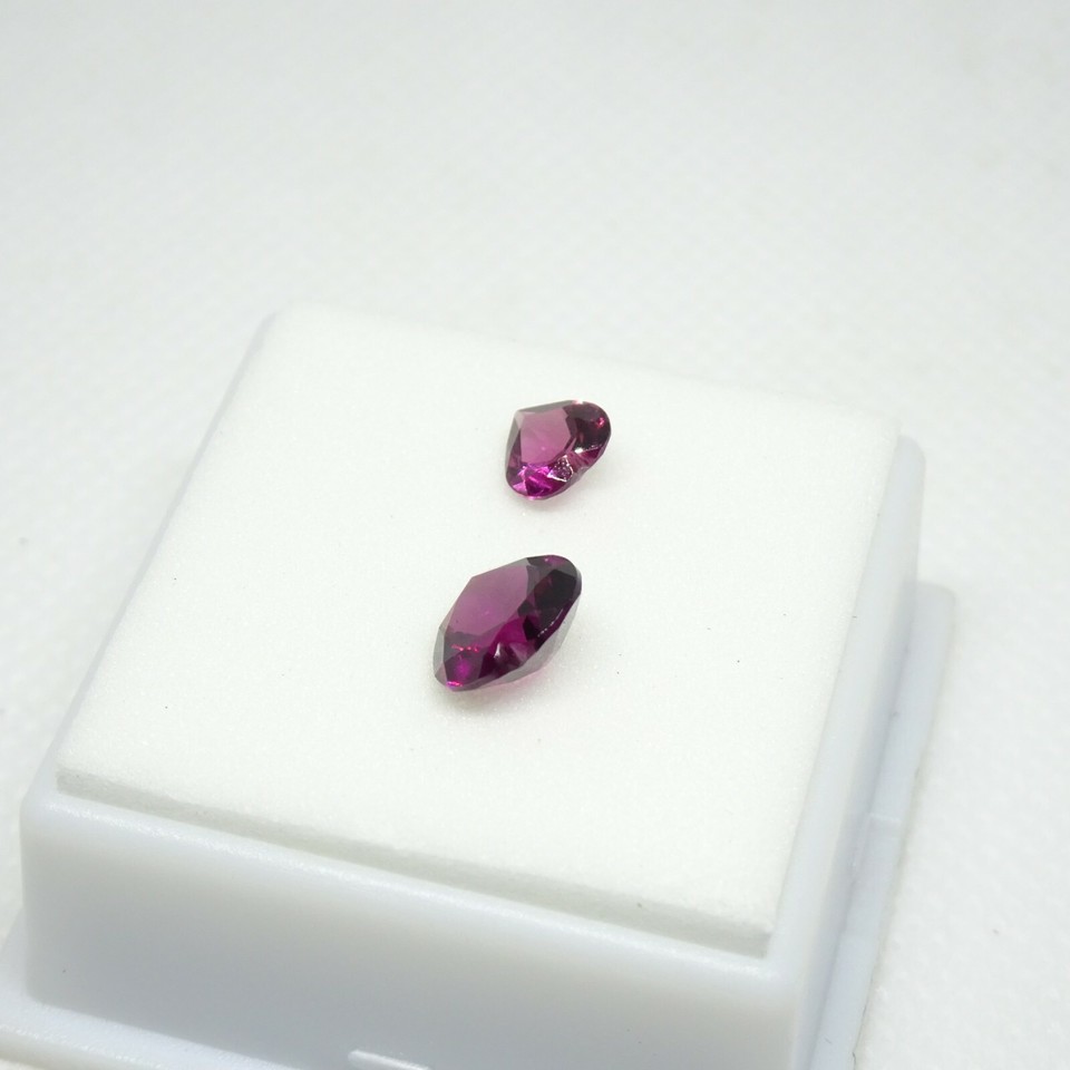 2.45CTW Pair - Hot Pink Rhodolite Garnet Hearts - 5 & 8mm Garnet Loose ...