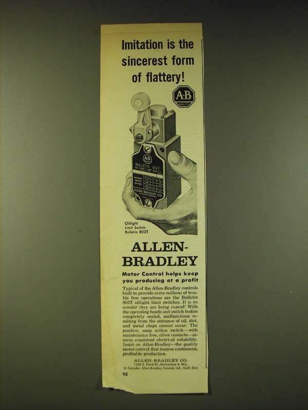 1960 Allen-Bradley Bulletin 802T oiltight Limit switches Ad - Imitation ...
