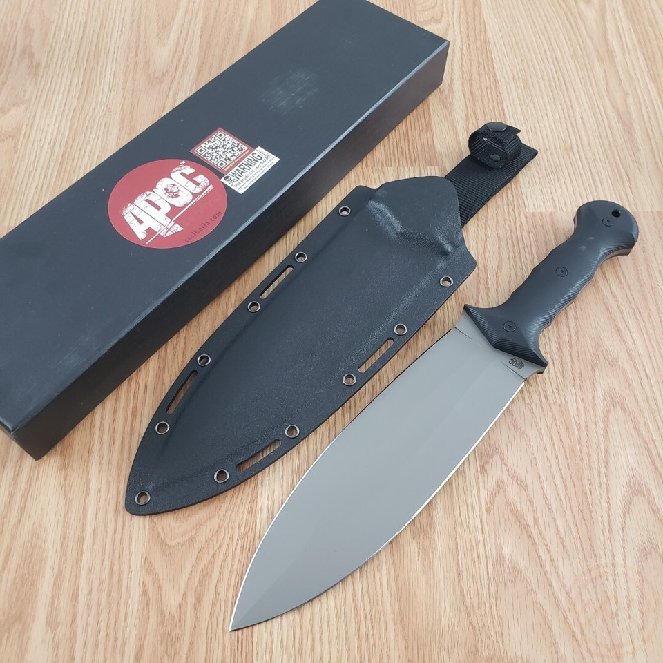 APOC Wallace Smatchet Fixed Knife 9.63" D2 Tool Carbon Steel Blade G10 ...