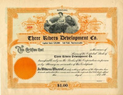 Three Rivers Development Co. - Stock Certificate - General Stocks | eBay