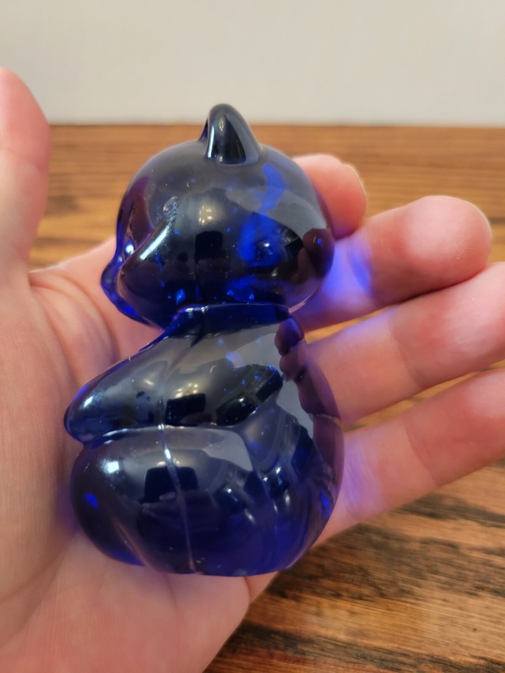 Fenton Art Glass Cobalt Blue Miniature Sitting Bear Mini Small Figurine ...