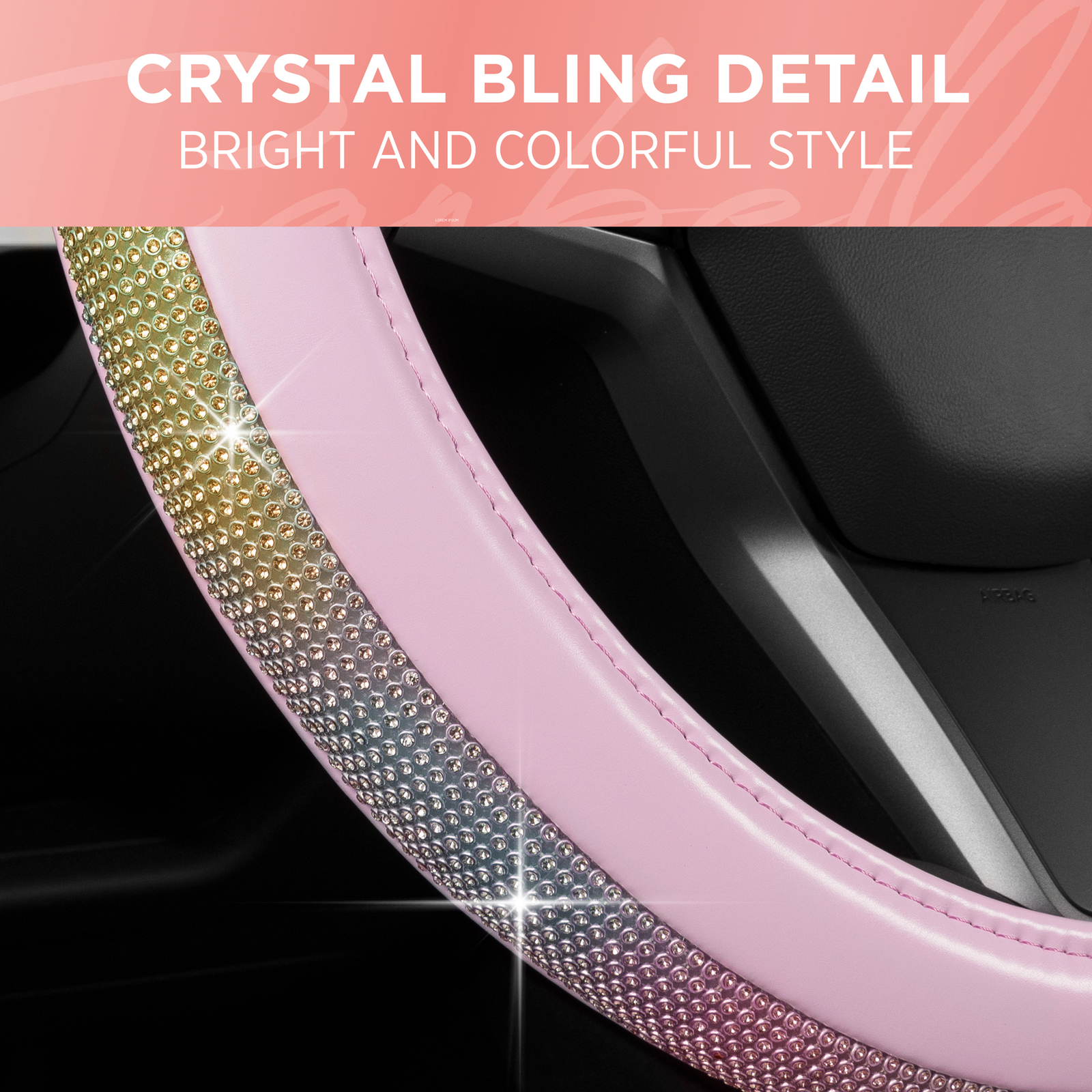 Bling Car Steering Wheel Cover for Women Cute Pink Diamond Rhinestone ...