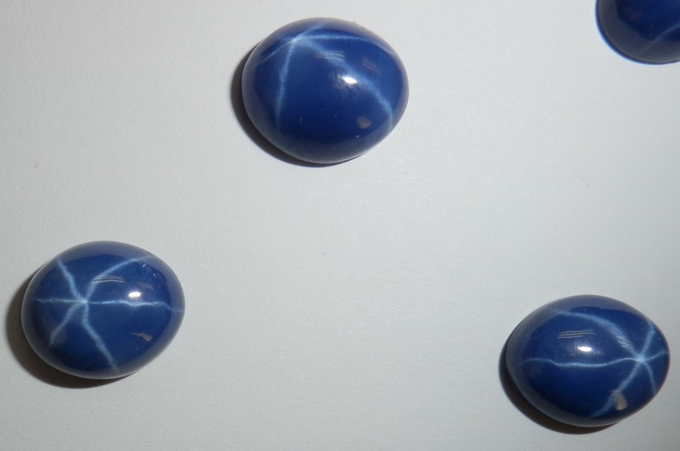 Blue Star Sapphire Oval 12x10 mm Cabochon 6 Rayed Opaque Lab-created 3 ...