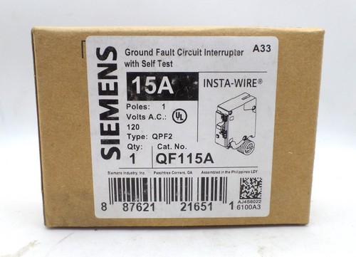 SIEMENS QF115A GROUND FAULT INTERRUPTER INSTA-WIRE QPF2 (GFCI) CIRCUIT ...