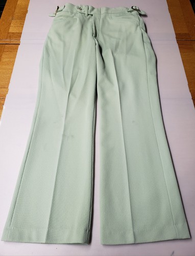 Vtg Mens Double Knit Slacks 34x30 Mint Green Flare Leisure Pants Disco ...