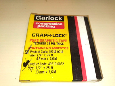 NEW GARLOCK COMPRESSION PACKING GRAPH-LOCK PURE GRAPHITIC TAPE 15 MIL 1 ...