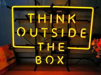 Think Outside The Box Open Glass Decor Neon Light Sign Wall Gift ...
