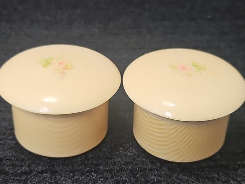 2 Vintage Pill Box CELLULOID? Unmarked Travel Pill Holder Ring Box With ...