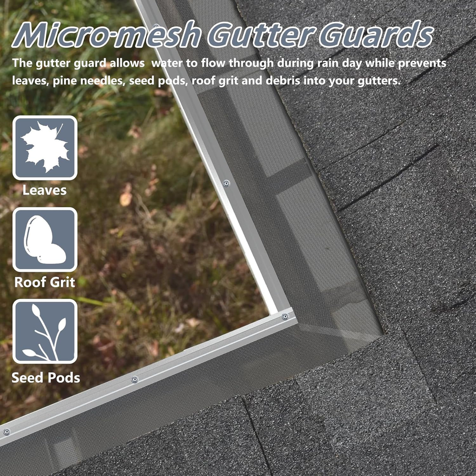 Stainless Steel Gutter Guard, 48Ft Gutter Cover, Micro-Mesh Leaf Gutter ...