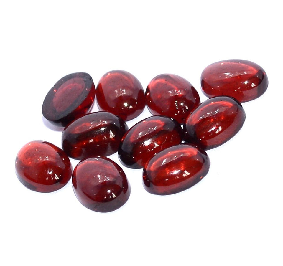 Natural Red Garnet Oval Cabochon 6x4 mm Lot 10 Pcs Calibrated Loose ...