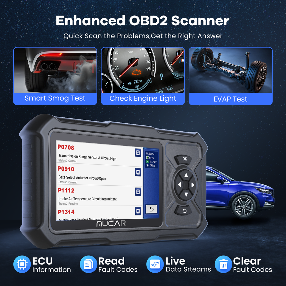 MUCAR CDE900 PRO OBD2 Scanner Car Diagnostic Tool 2+32G Code Reader ...