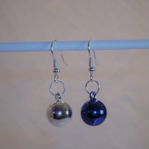 Mini Ornament Ball Earrings Christmas Holiday Plastic Green Blue Gold ...