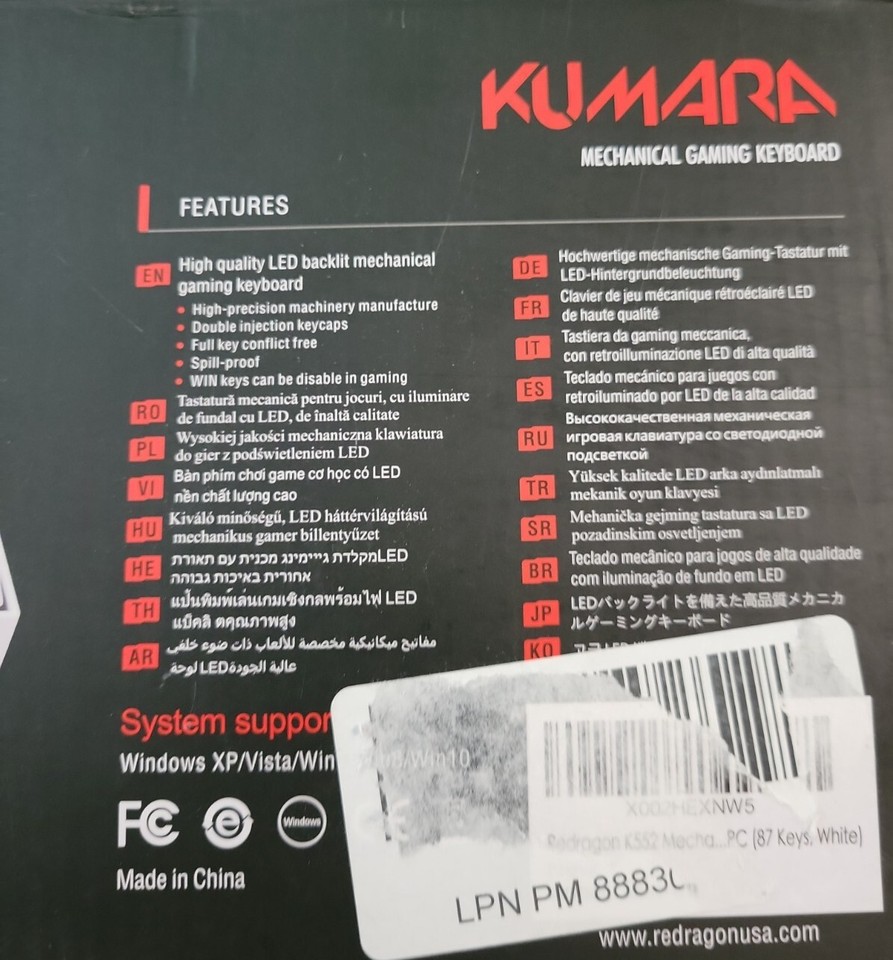 Red Dragon White RGB Kumara K552 Mechanical Backlit Keyboard Red ...