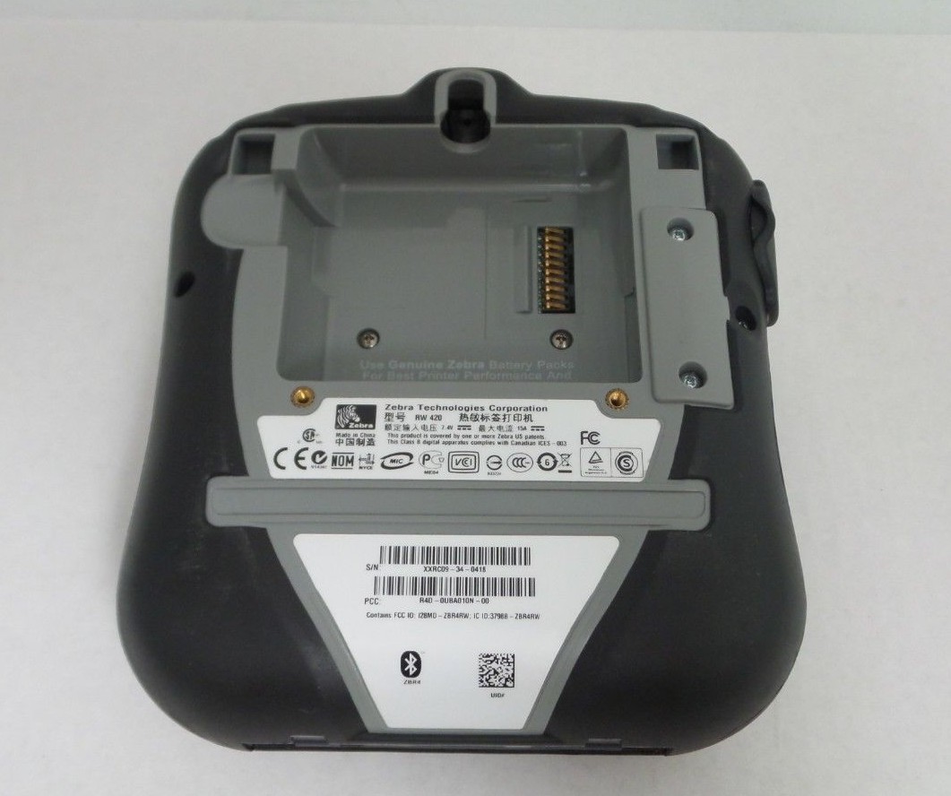 Zebra RW420 Mobile Printer with Bluetooth & Mag Strip P/N: R4D-0UBA010N ...