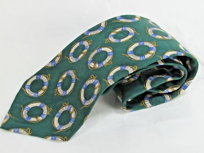 Polo Ralph Lauren Life Saver Anchor Rope Boat 100% Silk Dress Tie Green ...