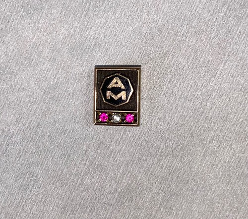 10K AM CTO Lapel Pin Diamond Ruby Chips A Two Tone Vintage | eBay