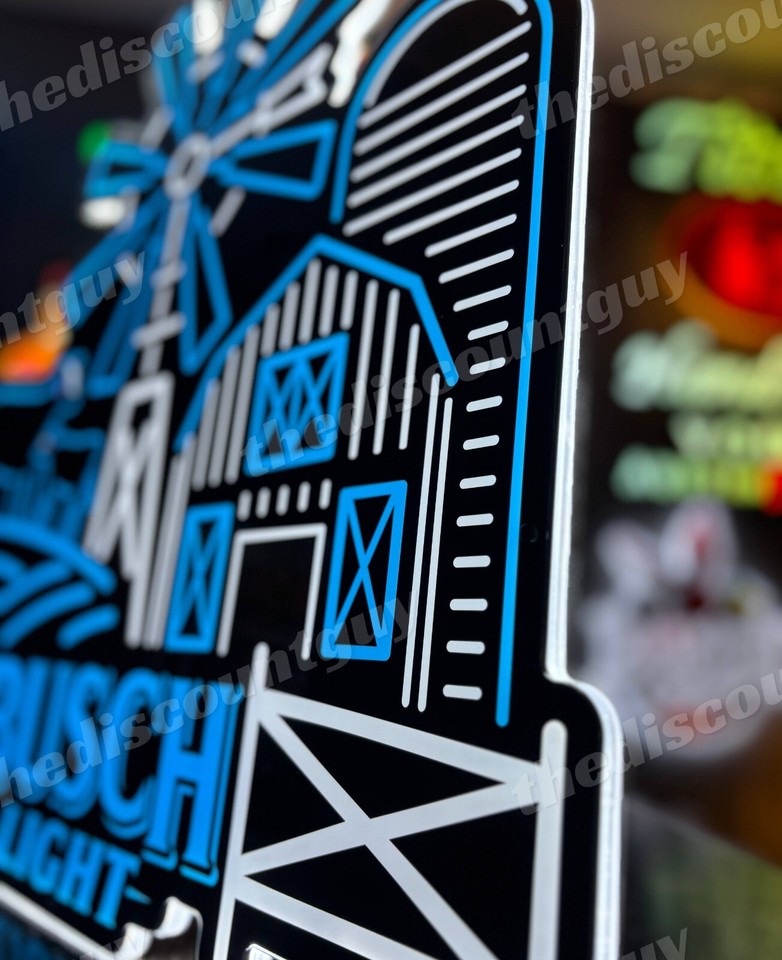 FARM BUSCH LIGHT BARN COW WINDMILL RANCH AGRICULTURE BLUE LED NEON BEER ...