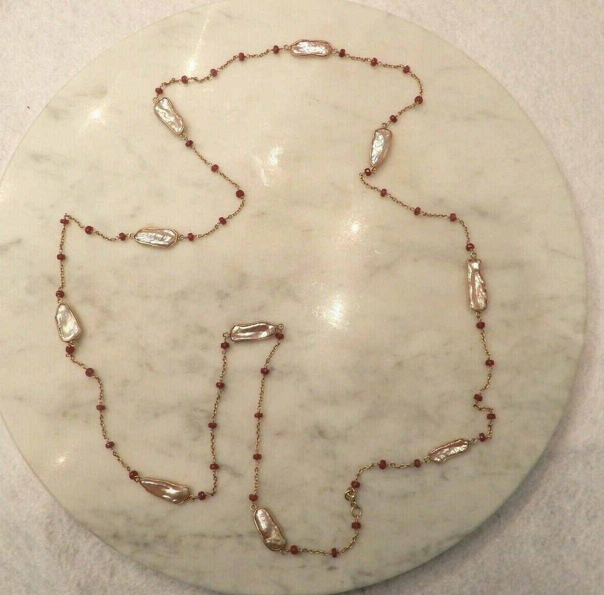 Ruby Bead and Keshi Shell Chain | eBay