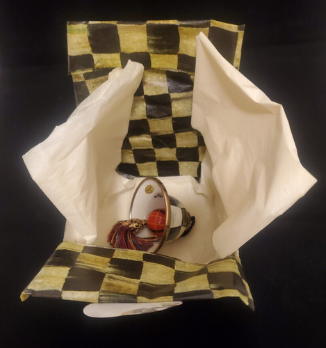 Retired Mackenzie Childs Courtly Check Bell Christmas Ornament New in ...