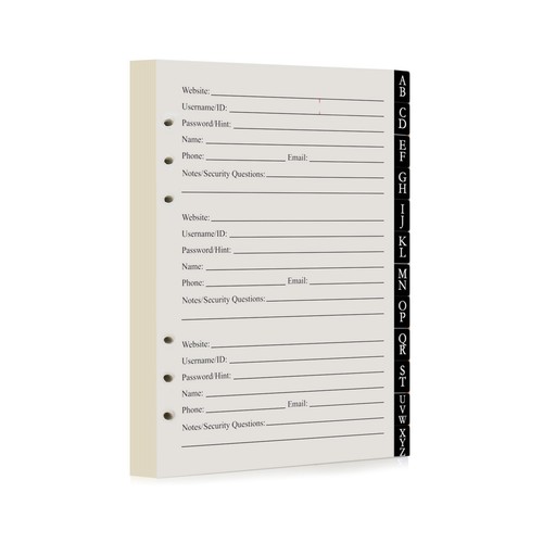Password Book Refill Pages 236 Replacement Pages Internet Log Book, 8 ...